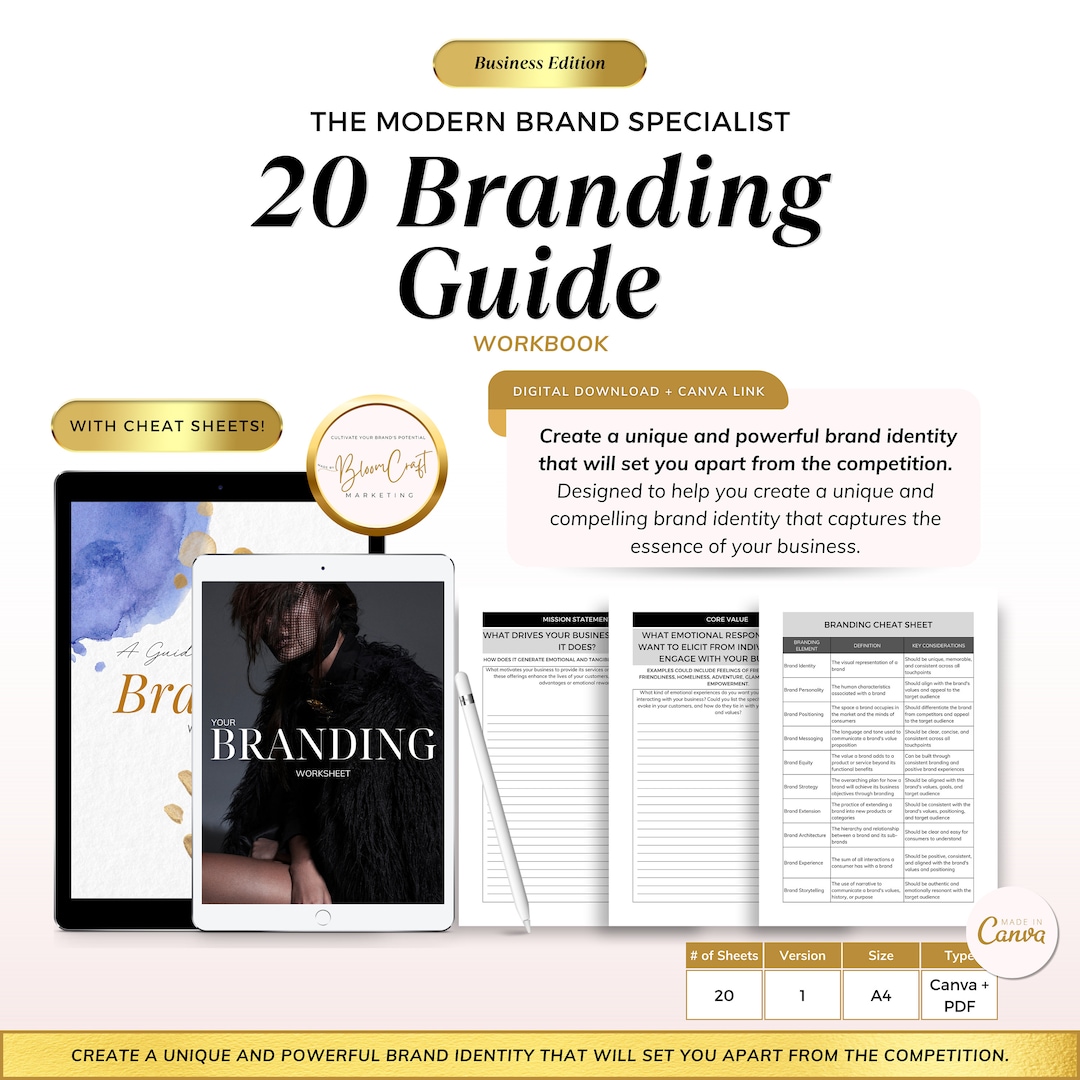Ultimate 20-page Branding Guide Workbook With Canva Templates for ...