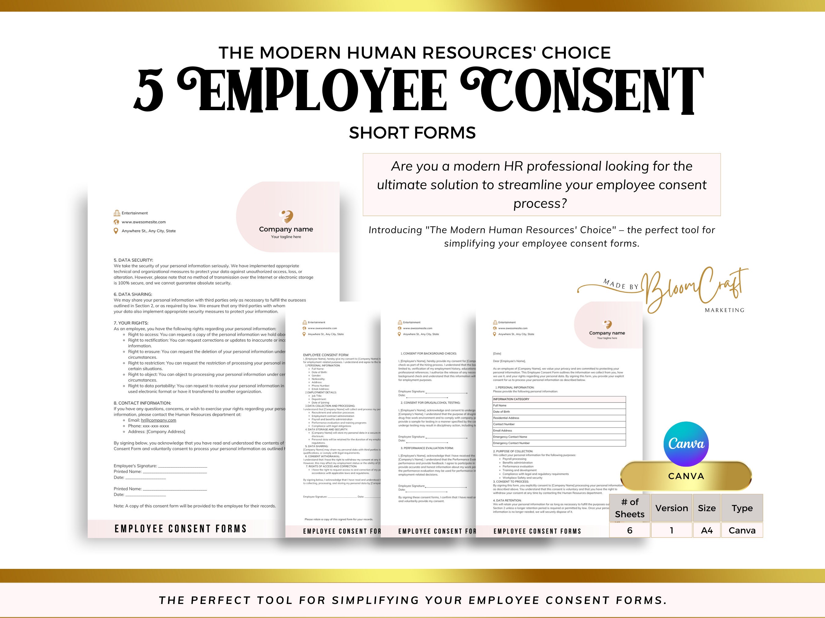 5 Employee Consent Forms Canva Templates Customizable - Etsy