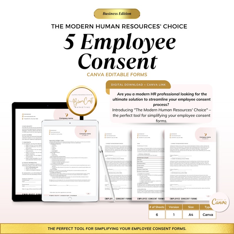 5 Employee Consent Forms Canva Templates Customizable Templates for ...