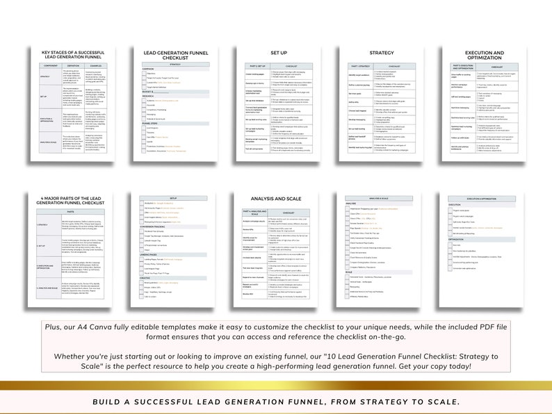 10 Lead Generation Funnel Checklist: Strategy to Scale Editable Template - Etsy