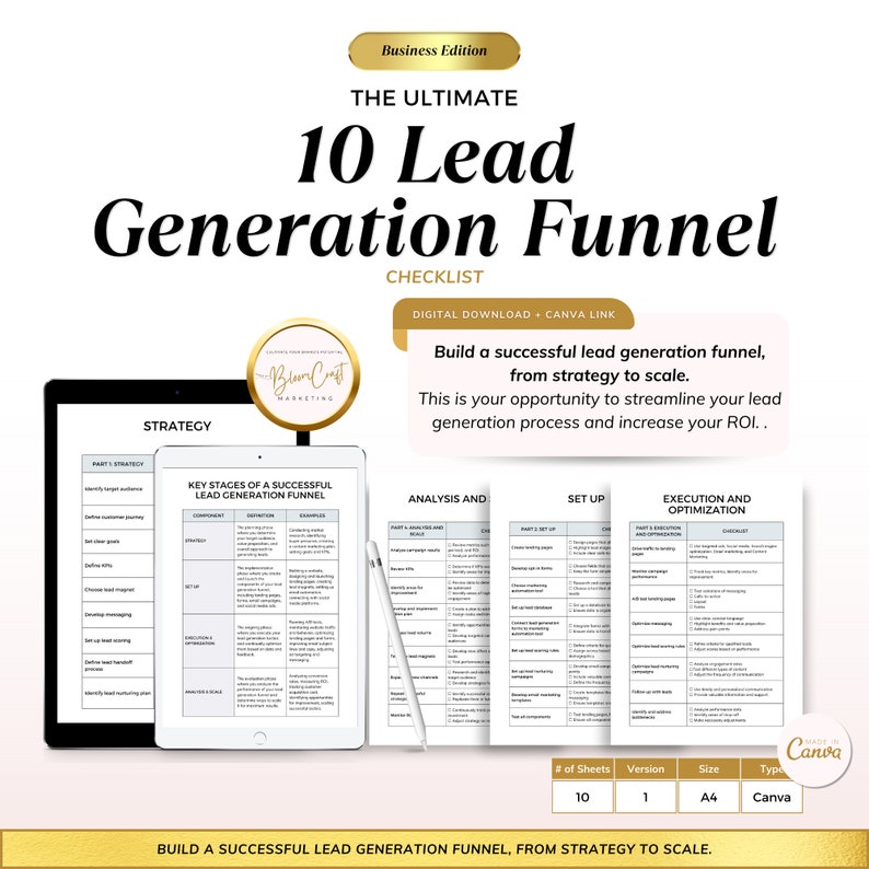 10 Lead Generation Funnel Checklist: Strategy to Scale - Editable ...