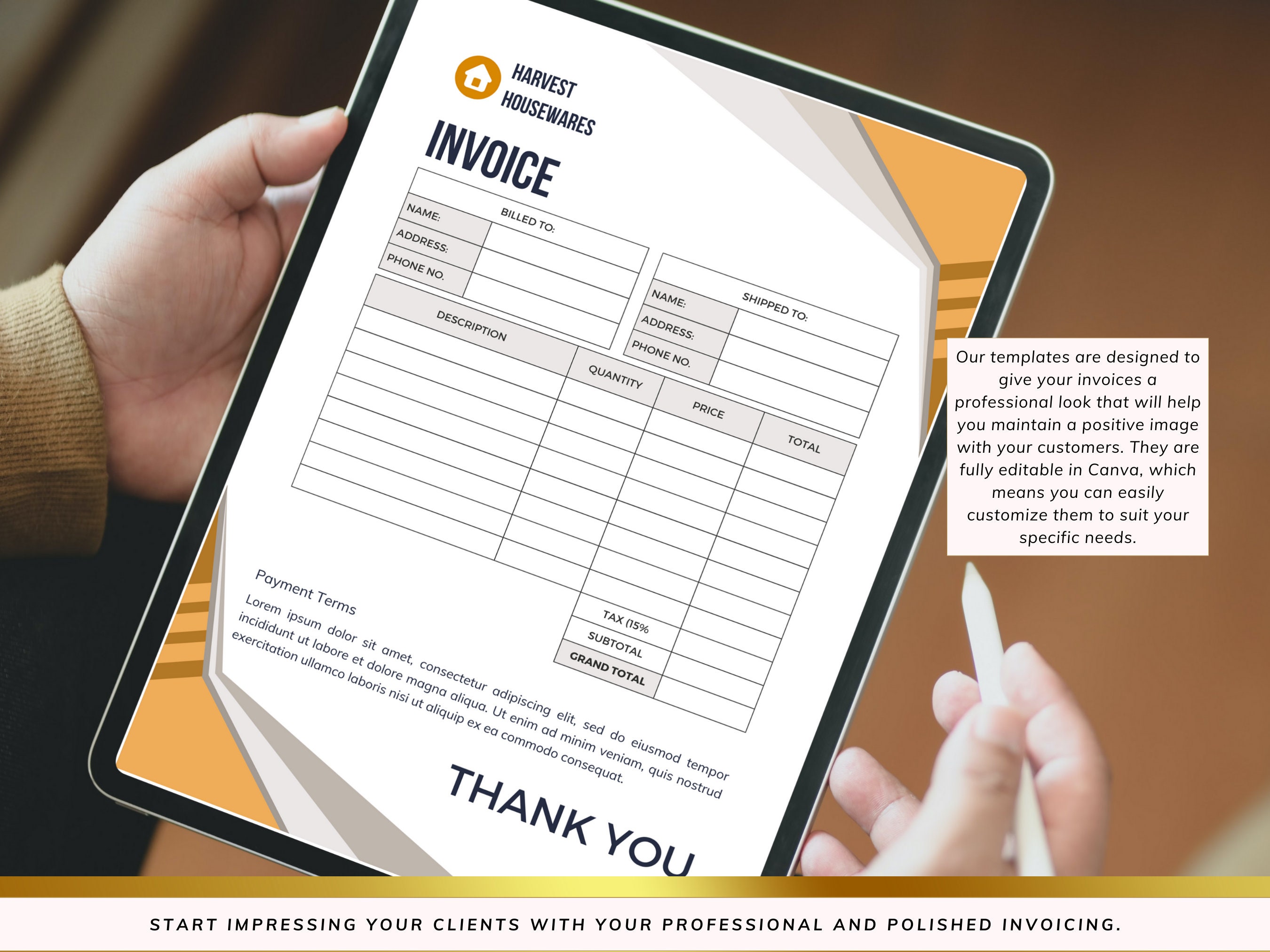 10 Service Invoice Templates for Small Business Customizable - Etsy