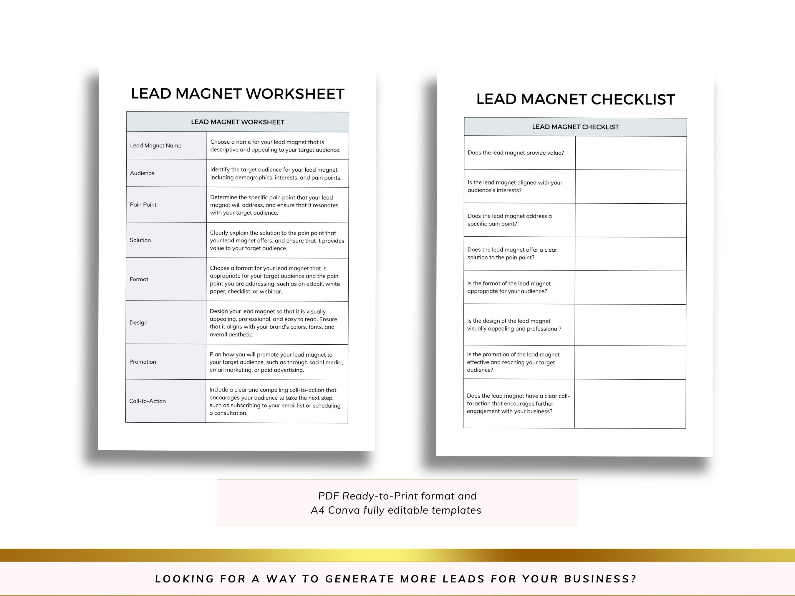 8 Lead Magnet Worksheet & Checklist Create a Compelling Offer for Your ...