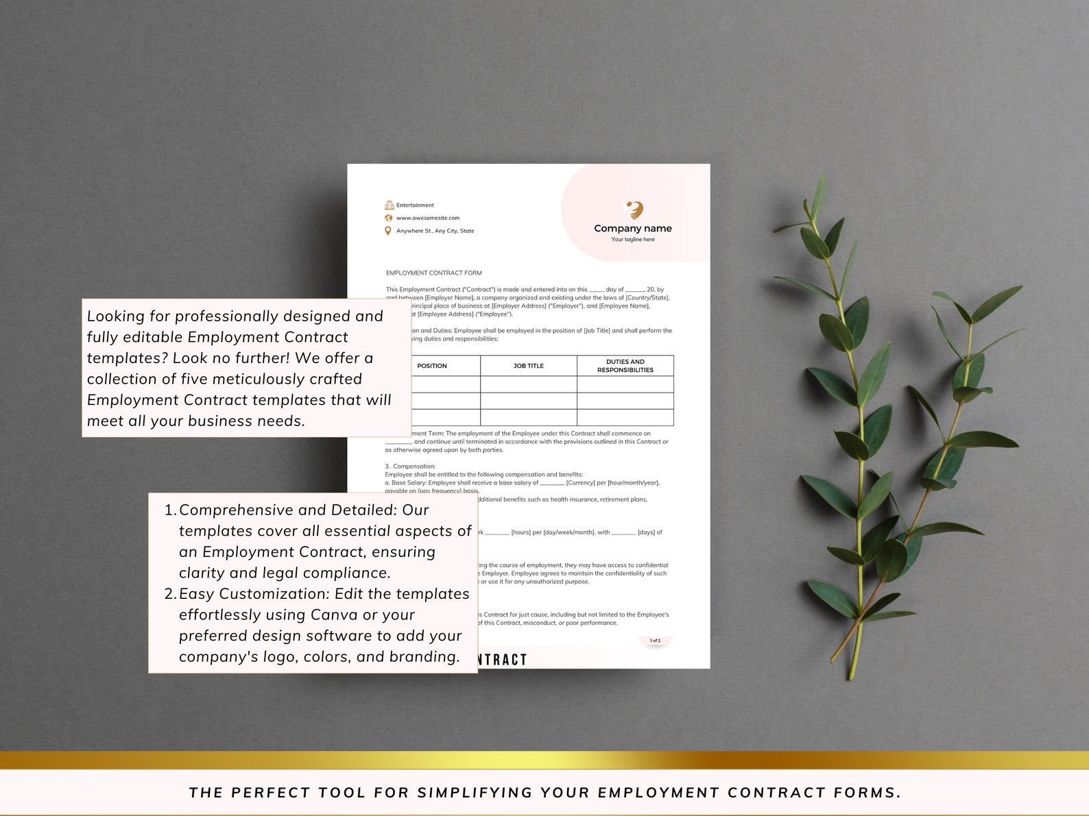 5 Employment Contract Forms Canva Templates for Streamlined Hiring ...