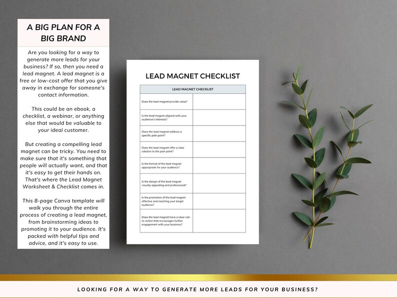 8 Lead Magnet Worksheet & Checklist- Create a Compelling Offer for Your ...