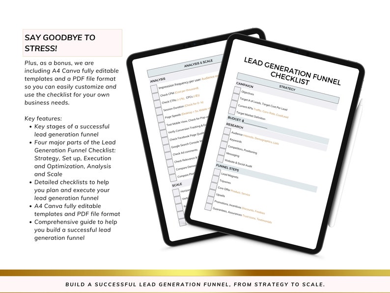 10 Lead Generation Funnel Checklist: Strategy to Scale Editable Template - Etsy