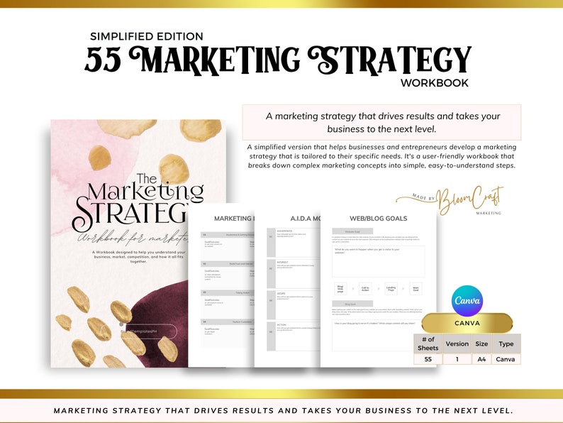 55-page Marketing Strategy Workbook Canva Template - Etsy