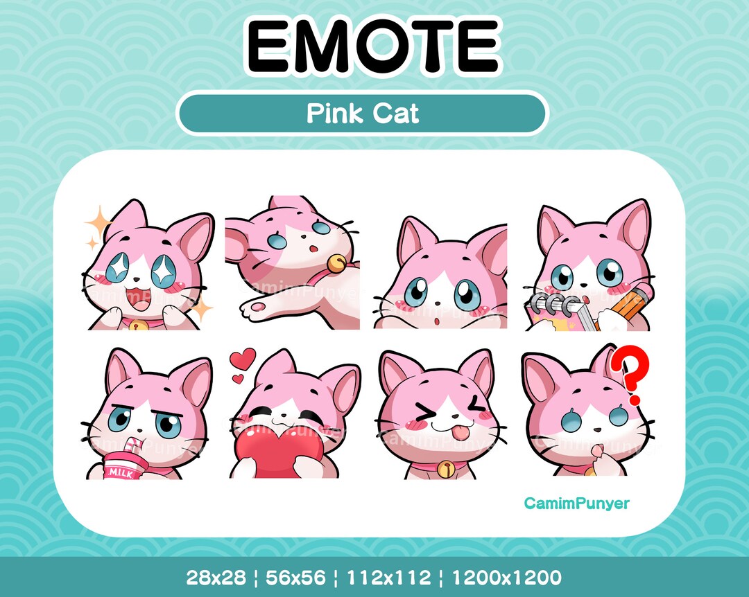 Cute Cat Emote Pink Cat Twitch Emote Twitch Cat Emotes Cute Emote ...