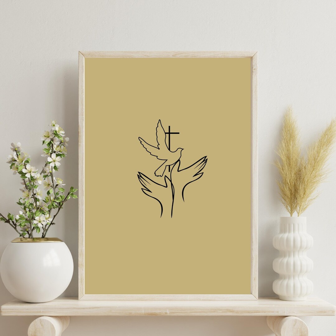 Christian Logo With Biblical Symbols Wall Art,christian Cross Print ...