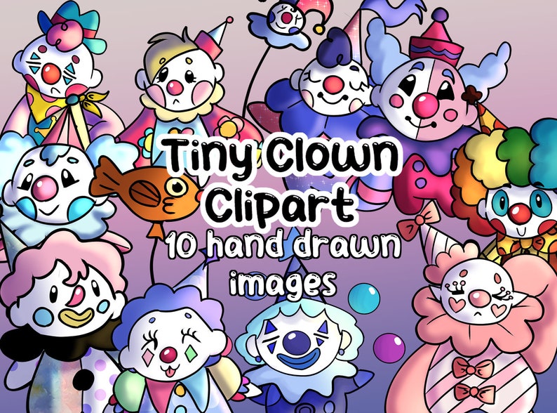 Tiny Clown Clipart/ clowncore png kidcore png moda lindo payaso clipart para diseños de ...