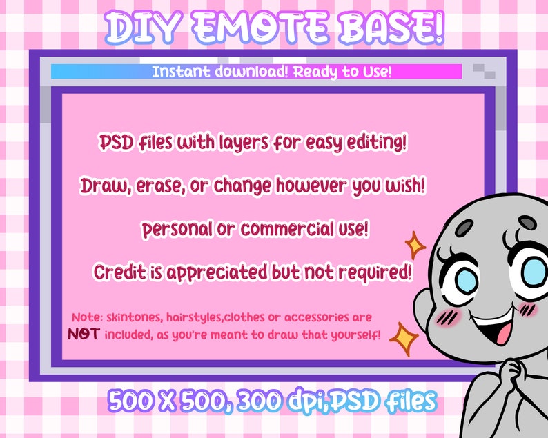 DIY Kawaii Chibi Emotes Base for Twitch and Discord - Etsy