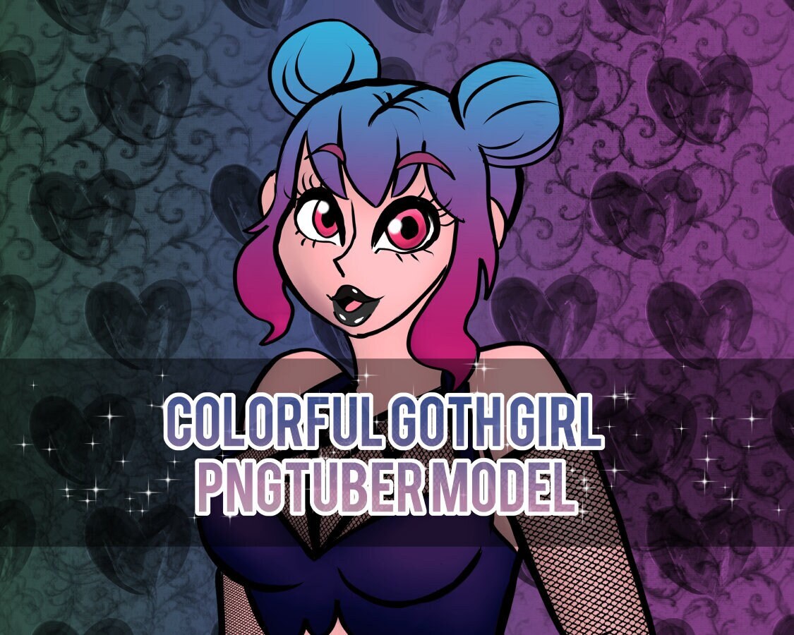 Colorful Goth Pngtuber With 3 Expressions Premade Pngtuber - Etsy