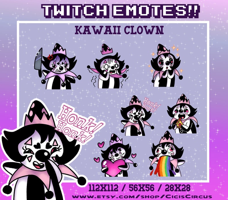 CLOWN EMOTES (6) | Twitch | Discord | Youtube | Streaming | Cute Kawaii ...
