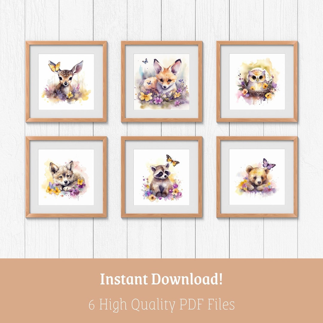Watercolor Woodland Creatures Printable Wall Art Set, Cute Woodland ...