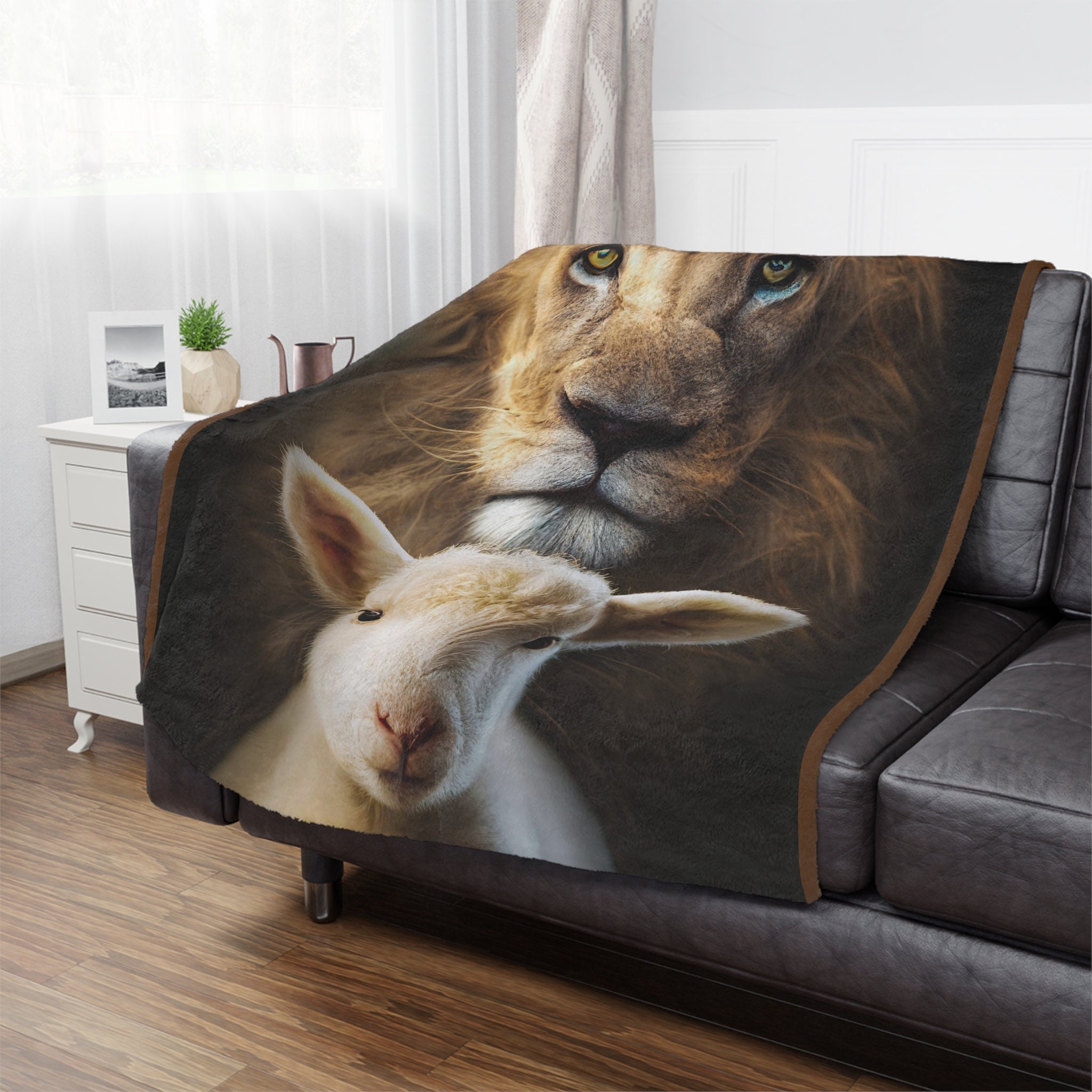 Christian Lion of Judah & Lamb of God Micro-fleece Minky Blanket Cozy ...