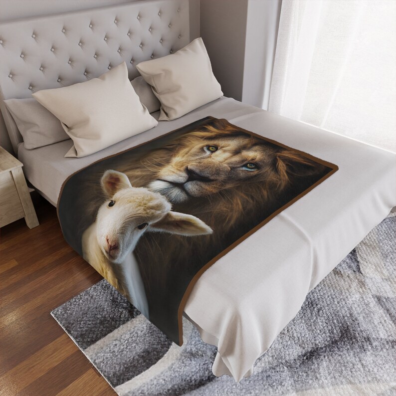 Christian Lion of Judah & Lamb of God Micro-fleece Minky Blanket Cozy ...