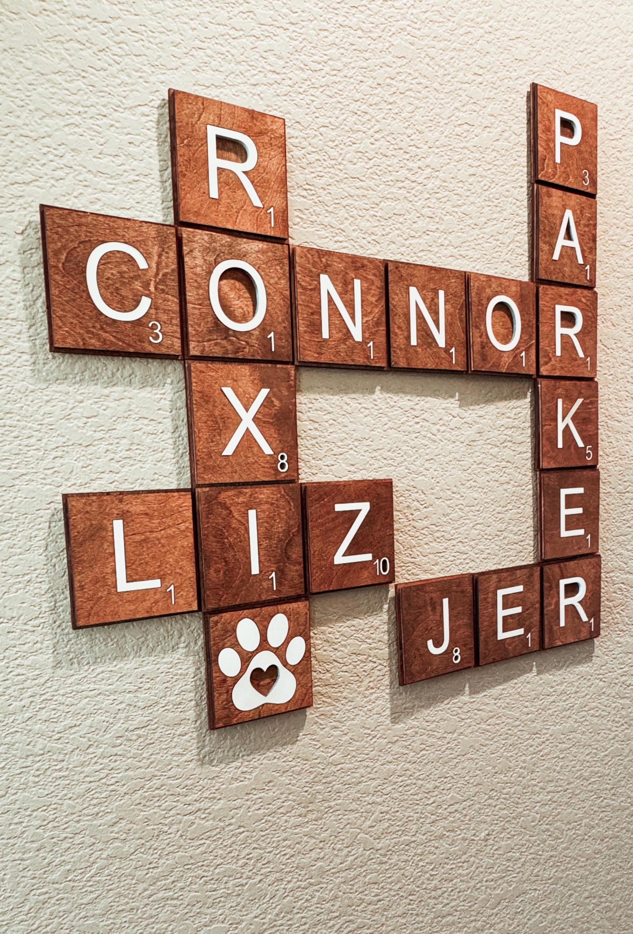 Personalized Scrabble Name Tiles for Wall, Family Decor for Living Room ...