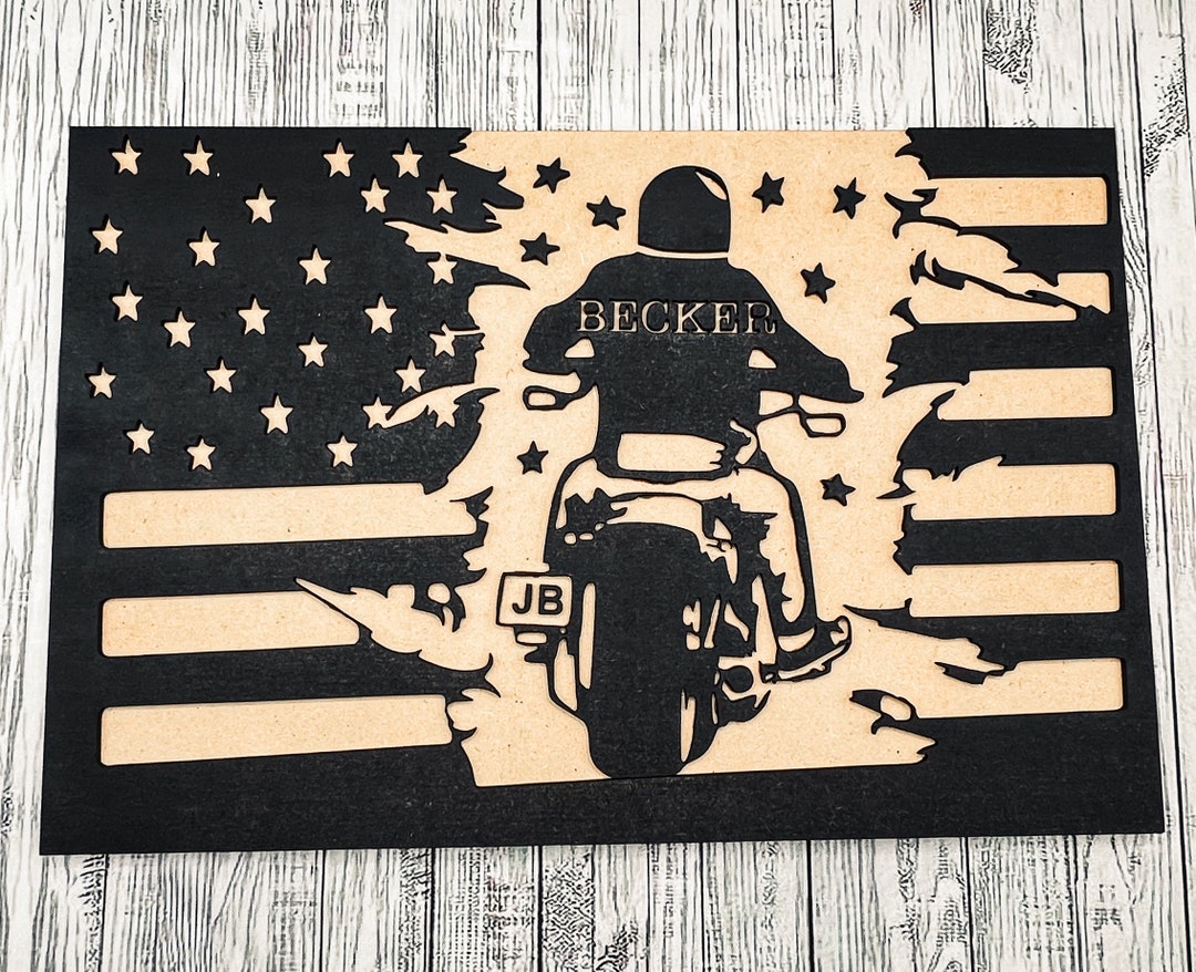 Personalized Harley Davidson Flag Sign, Harley Wall Decor, Man Cave ...