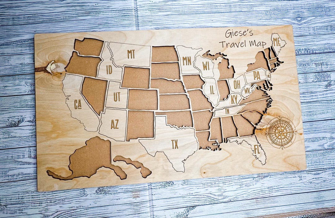 Personalized Wood Travel Map USA for Rv, Travel Tracker Map Gift for ...