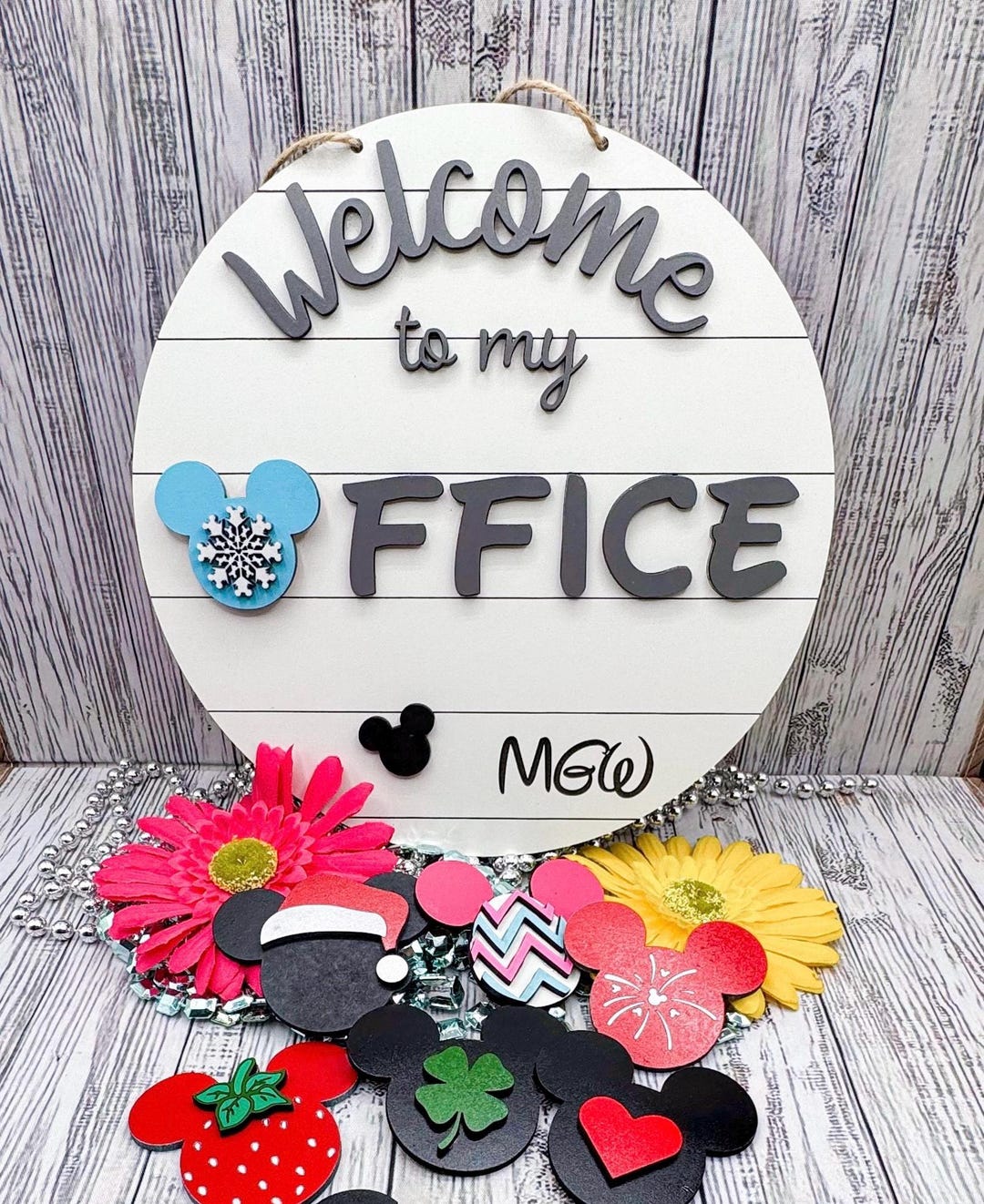 Personalized Interchangeable Office Mickey Sign for Entryway, Welcome ...