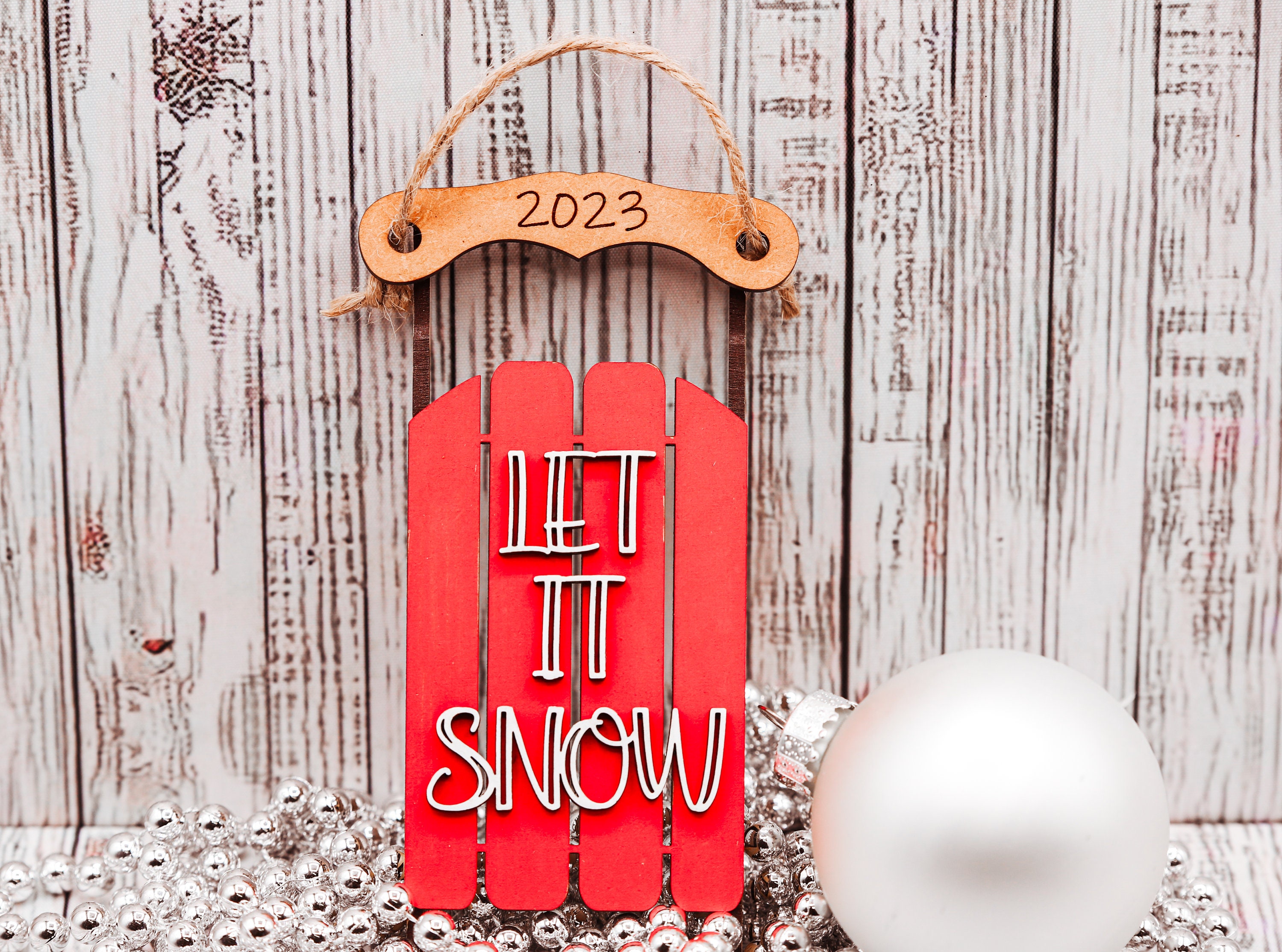 Vintage Christmas Sled Ornament, Rustic Sleigh Ornament, Co Worker ...