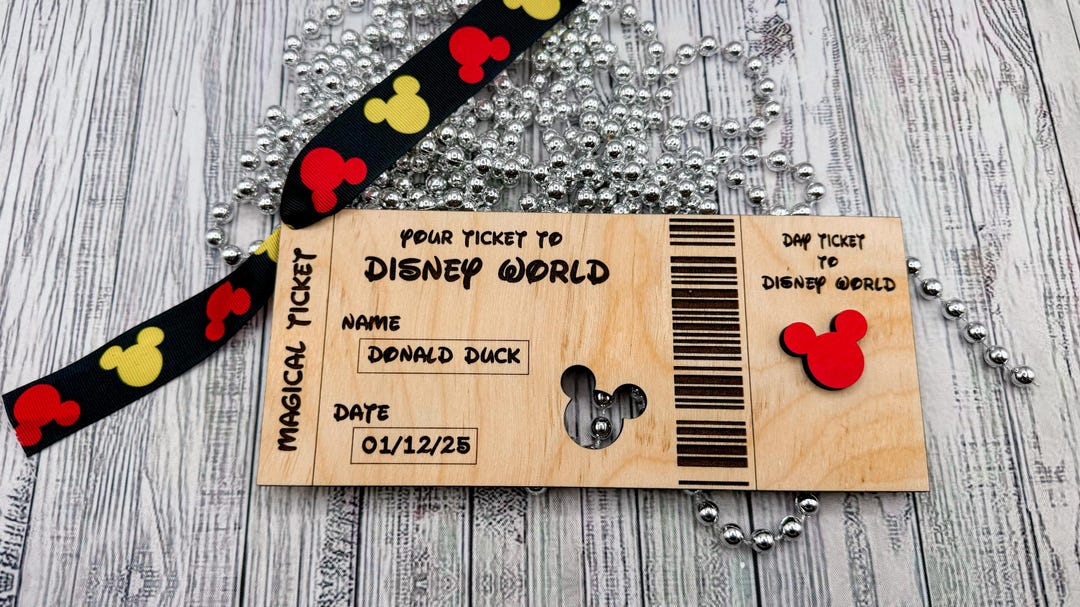 Disneyworld Ticket Reveal Personalized Wood Sign for Surprise Trip for ...