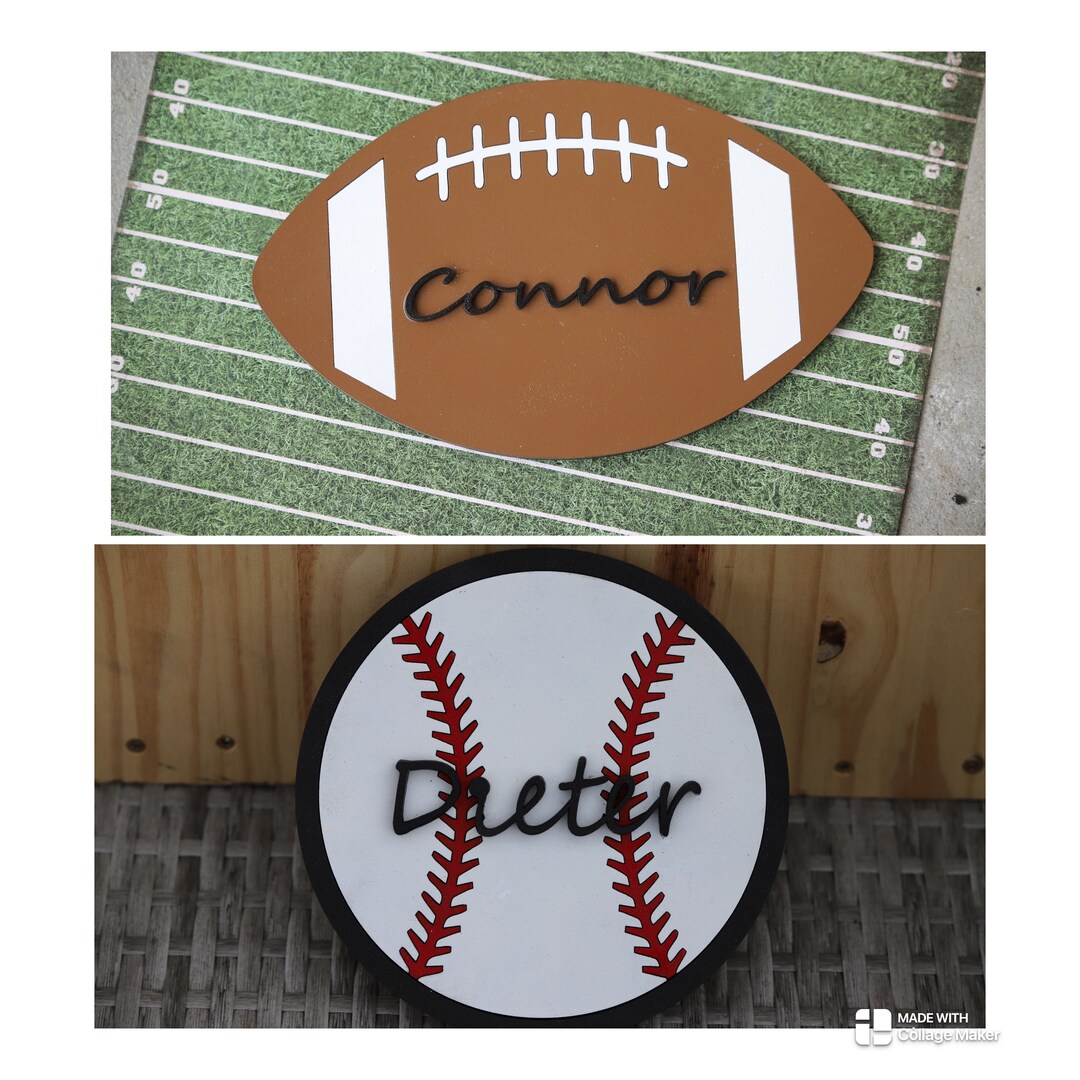 Sports Ball Wood Sign, Baseball Wood Personalized Sign, Football Wood ...