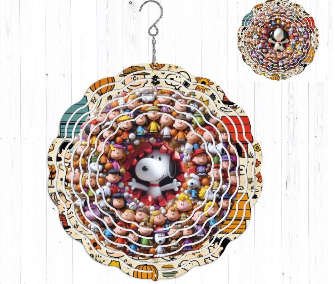 Snoopy and Friends Fall Wind Spinner for Outdoors, Fairy Garden ...