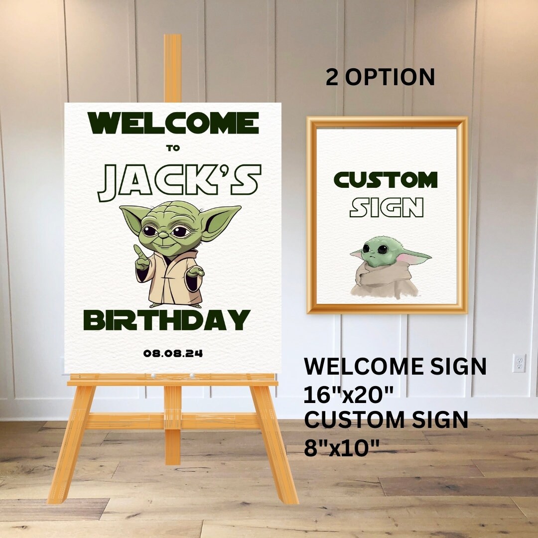 Editable Yoda Birthday Party Welcome Sign Template, Yoda Star Warsss ...