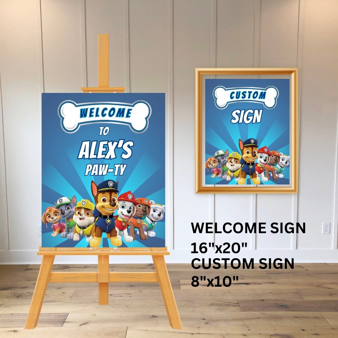 Editable Watercolor Paw Patrol Birthday Party Welcome Sign Template ...