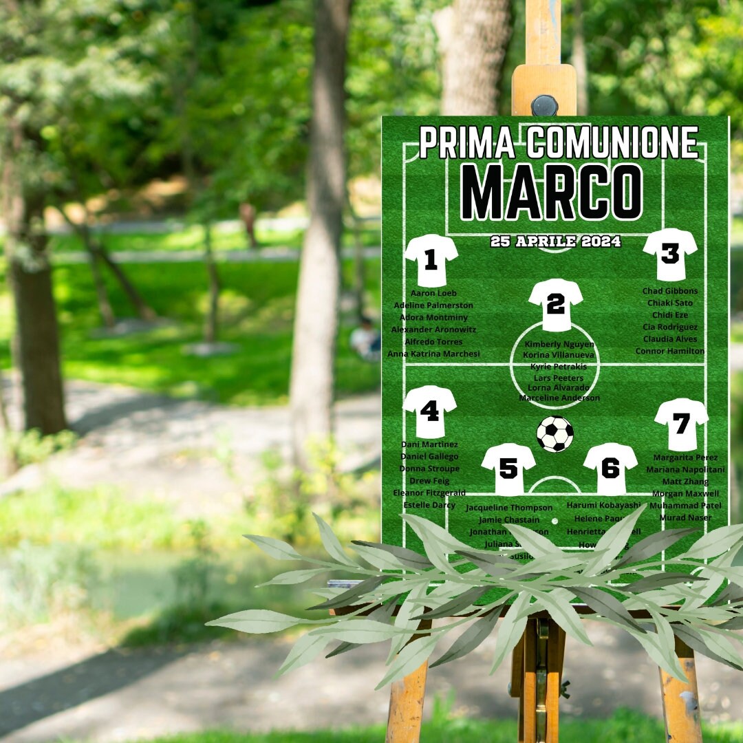 Tableau E Segnatavolo Compleanno Cresima Comunione, Tableau Tema Calcio ...