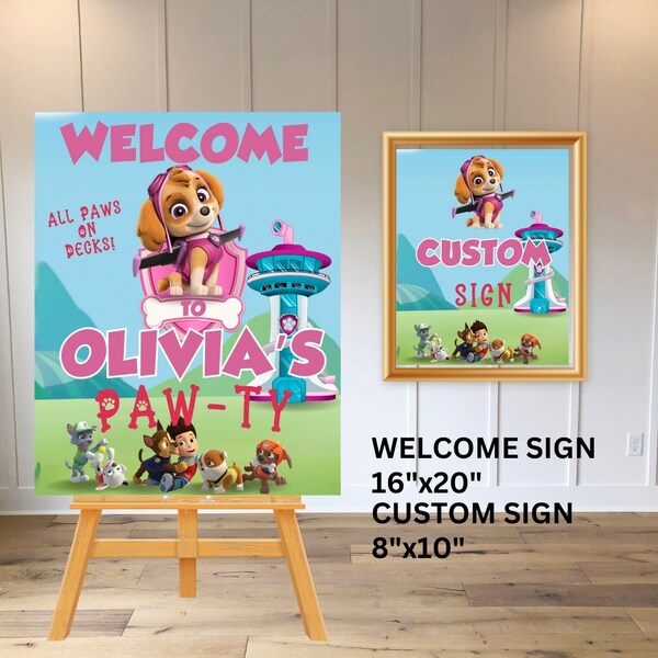 Paw Patrol Editable Sign - Etsy