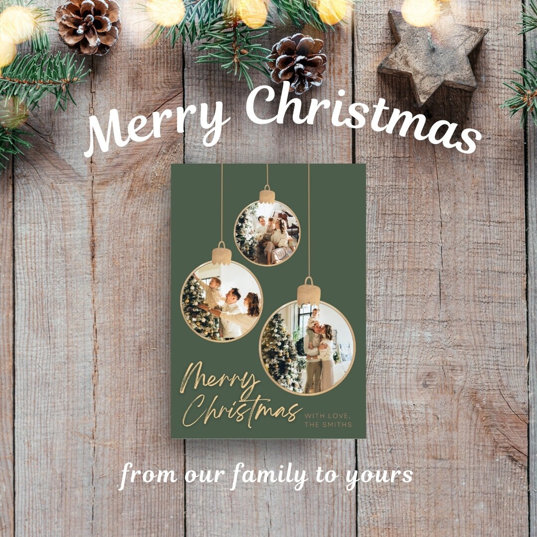 Printable Holiday Card Template Gold Photo Holiday Template - Etsy