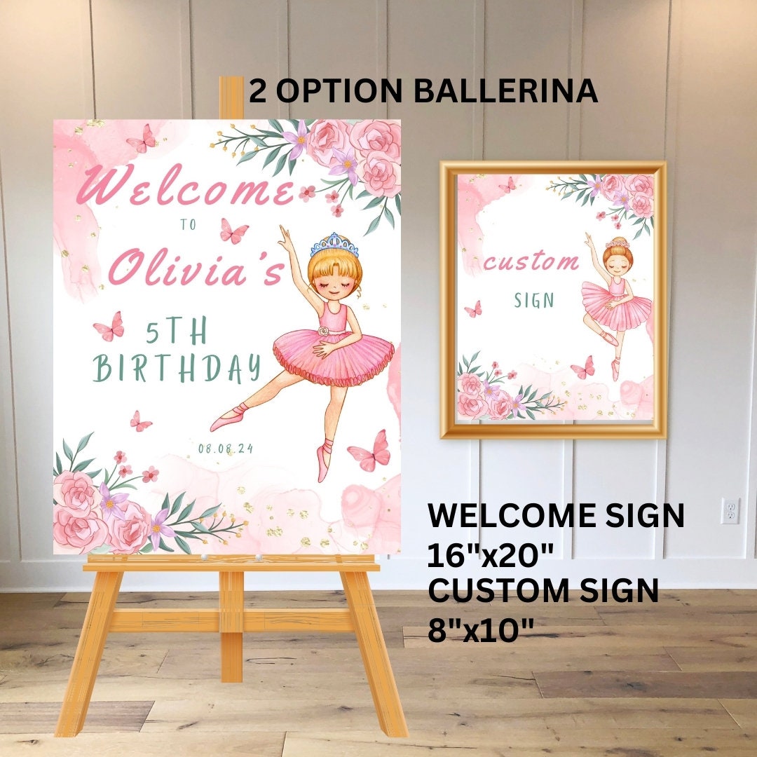 Ballerina Birthday Welcome Sign Template,ballet Birthday Custom Sign ...