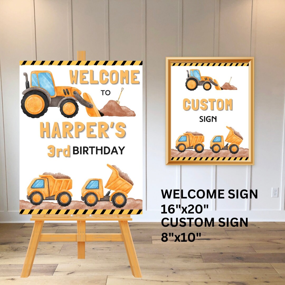 Editable Construction Birthday Party Welcome Sign Template ...