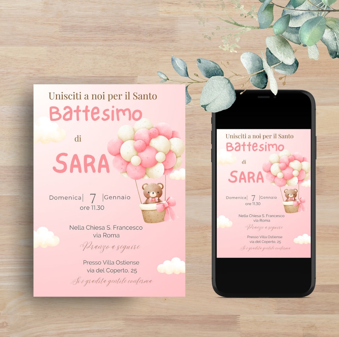 Invito Digitale Battesimo, Inviti Digitali Bimba Compleanno ...