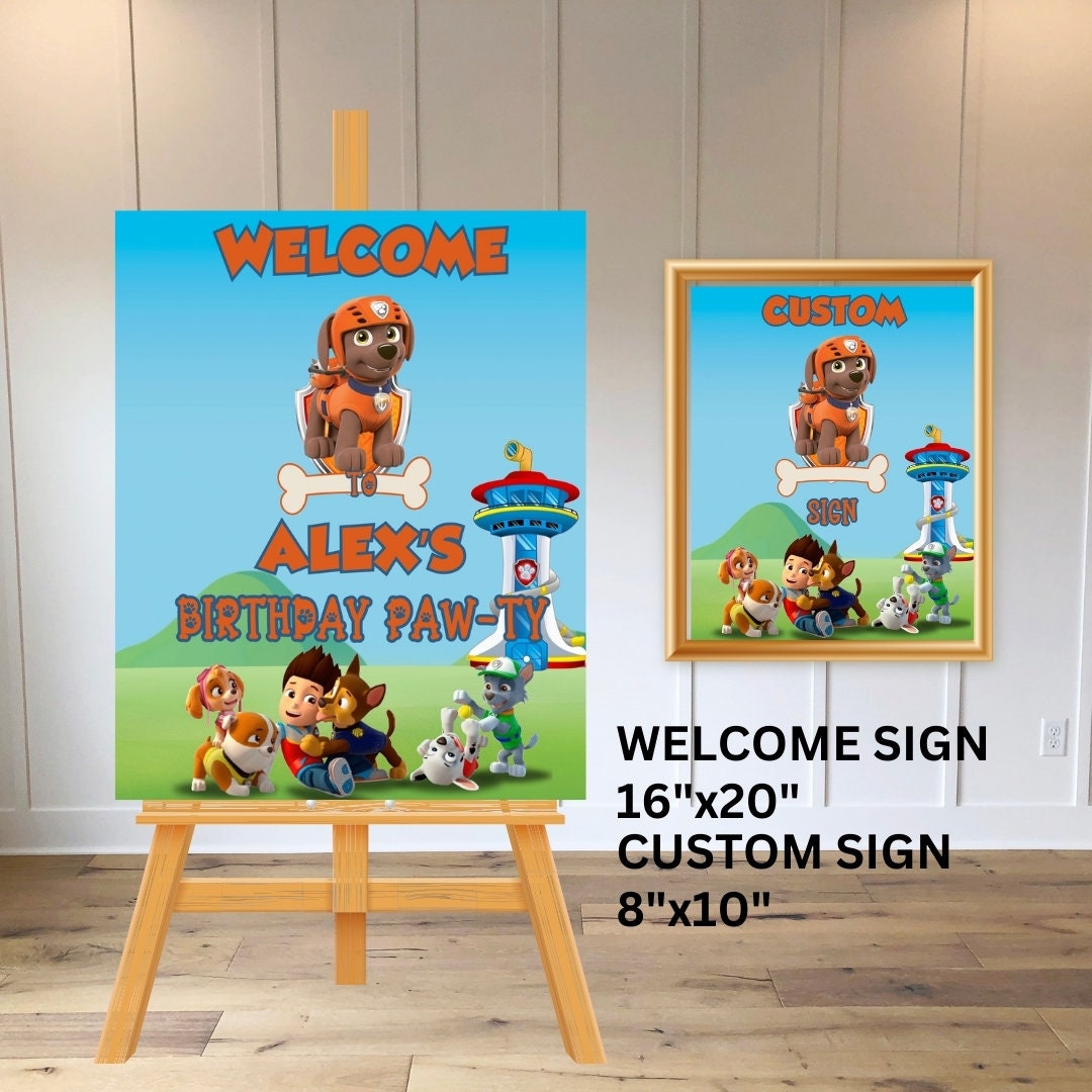 Editable Blue Zuma Pawty Patrol Birthday Party Welcome Sign Template ...