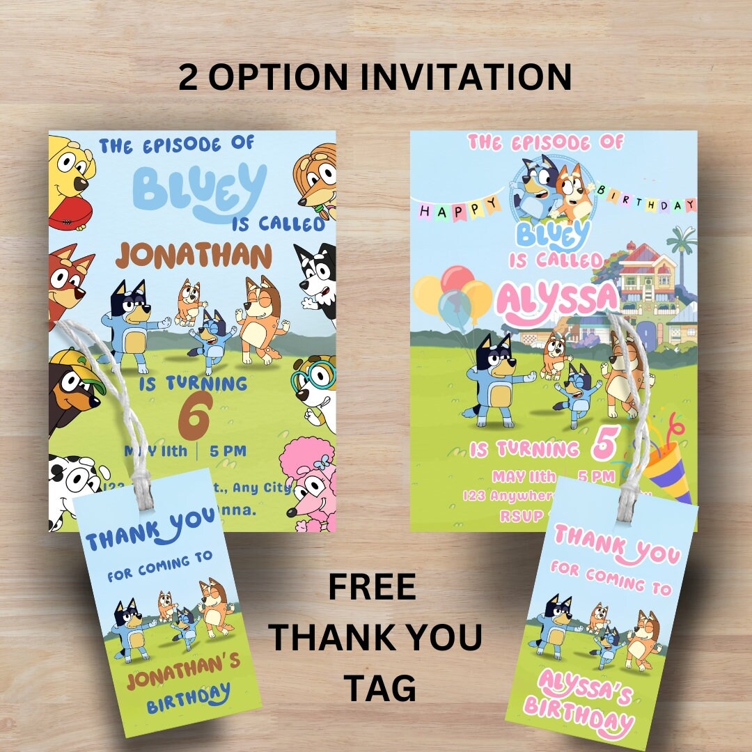 Bluey invitation template, bluey birthday invitation, bluey birthday ...