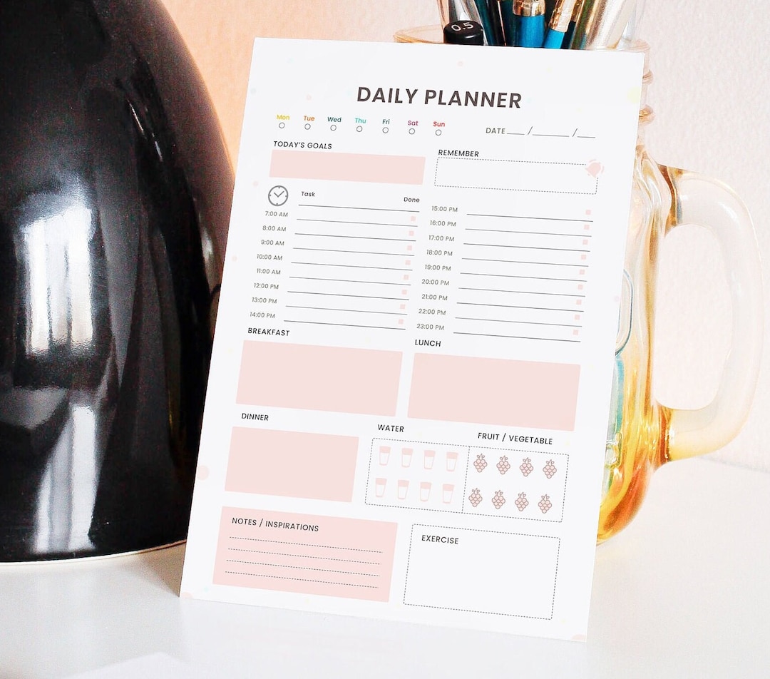 Daily Routine Time Table Chart Printable Daily Planner Etsy France