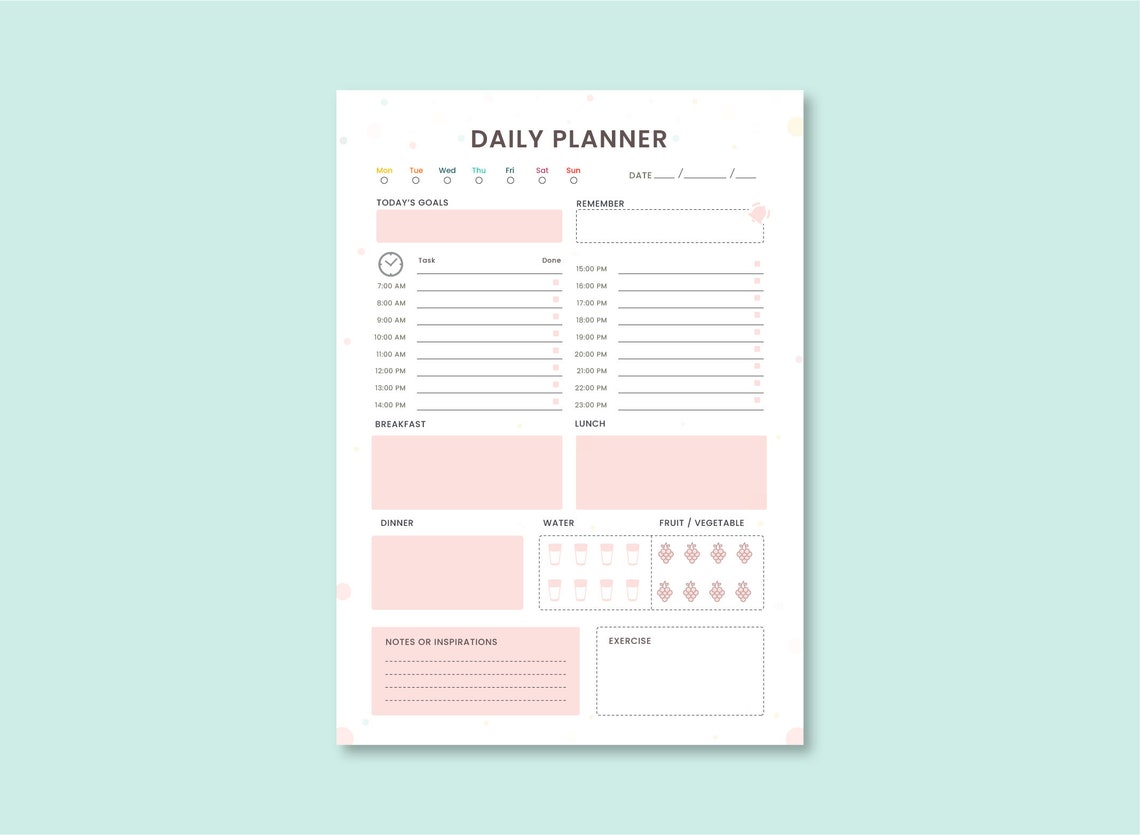 Daily Routine Time Table Chart, Printable - Etsy