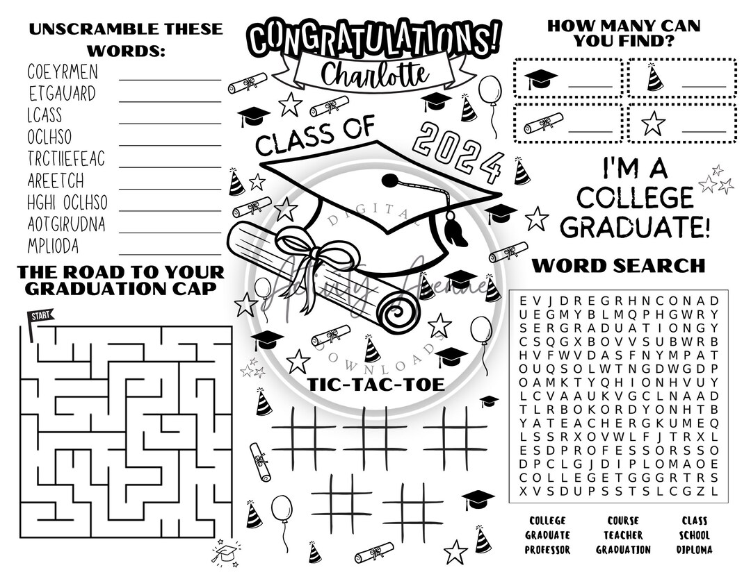 College Graduation Placemat, Personalized - Etsy