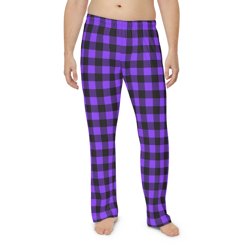 Men's Purple Plaid Pajama Pants, Comfy Men's Pjs, Purple Pajama Pants ...