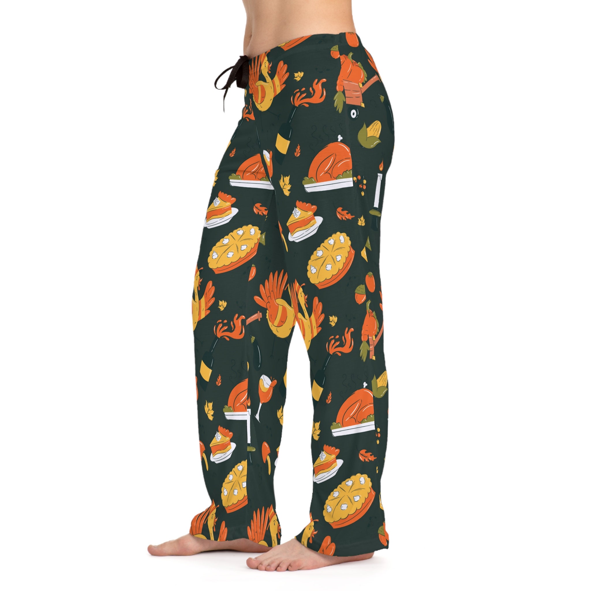 Women's Thanksgiving Pajama Pants Funny Thanksgiving Pants Thanksgiving ...