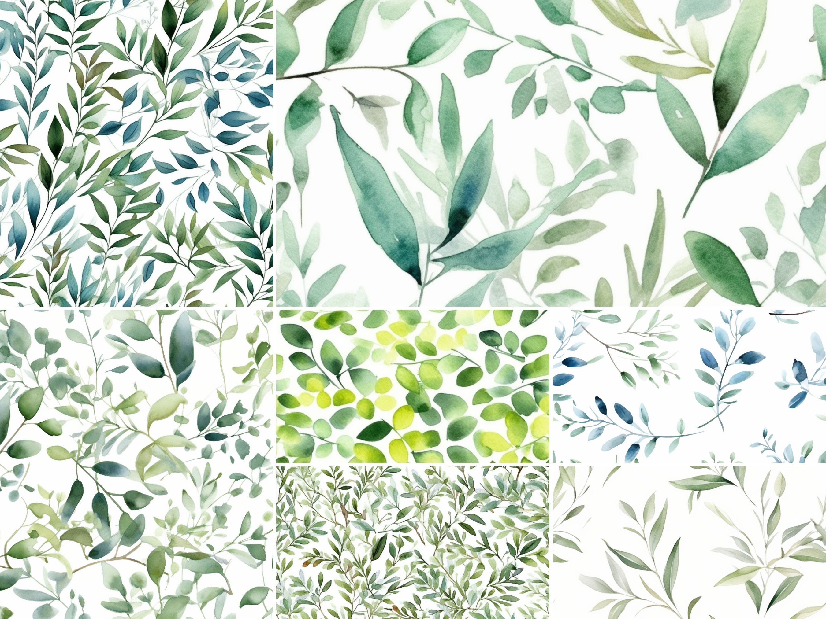25 Seamless Watercolor Botanical Patterns Bundle Leaves - Etsy