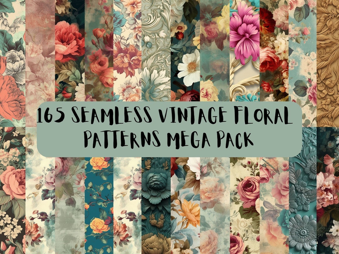 165 Vintage Floral Seamless Digital Paper Mega Pack, Flowers, Repeating ...