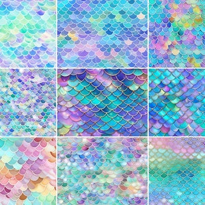 28 Seamless Rainbow Mermaid Scales Digital Paper, Repeating Pattern ...