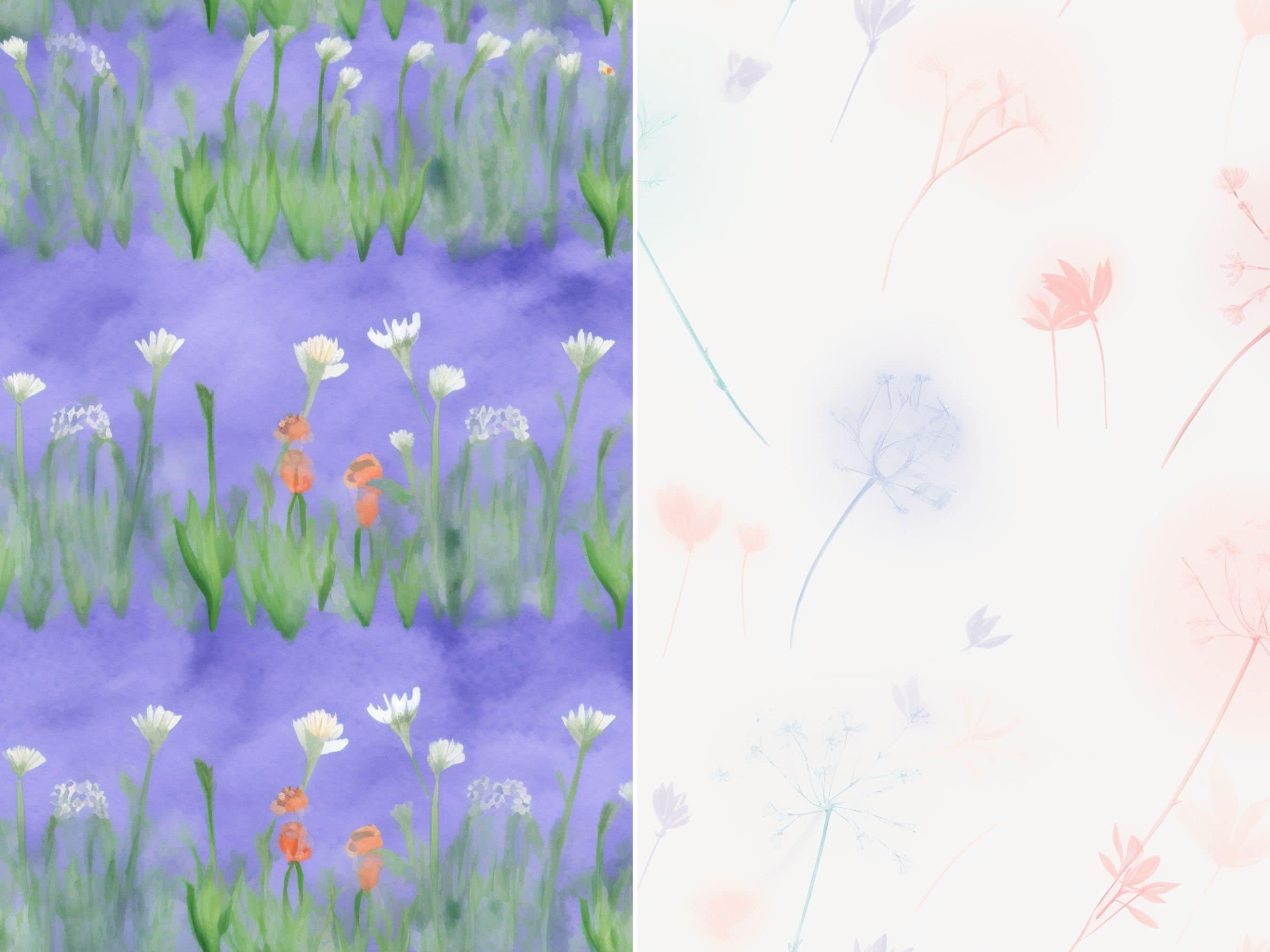 20 Seamless Pastel Watercolor Wildflower Digital Paper, Flowers ...