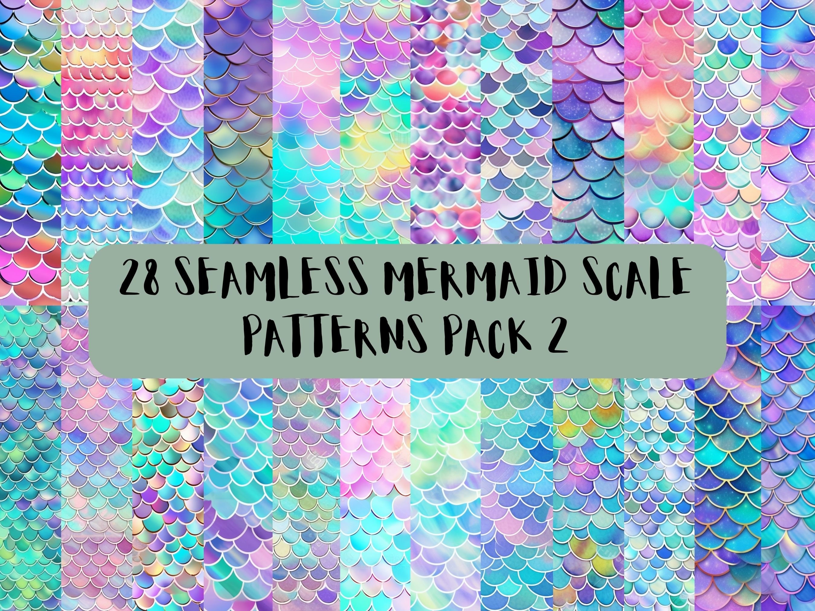 28 Seamless Rainbow Mermaid Scales Digital Paper, Repeating Pattern ...