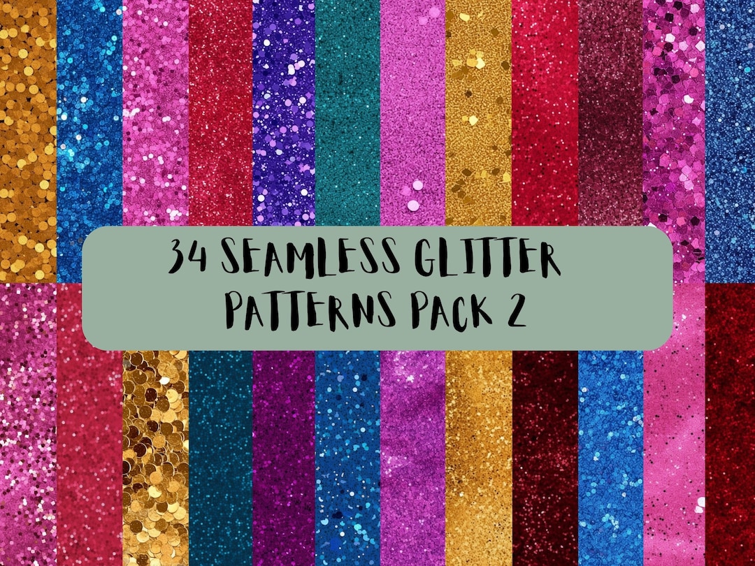 34 Seamless Glitter Digital Paper Pack, Scrapbook Paper, Repeating ...