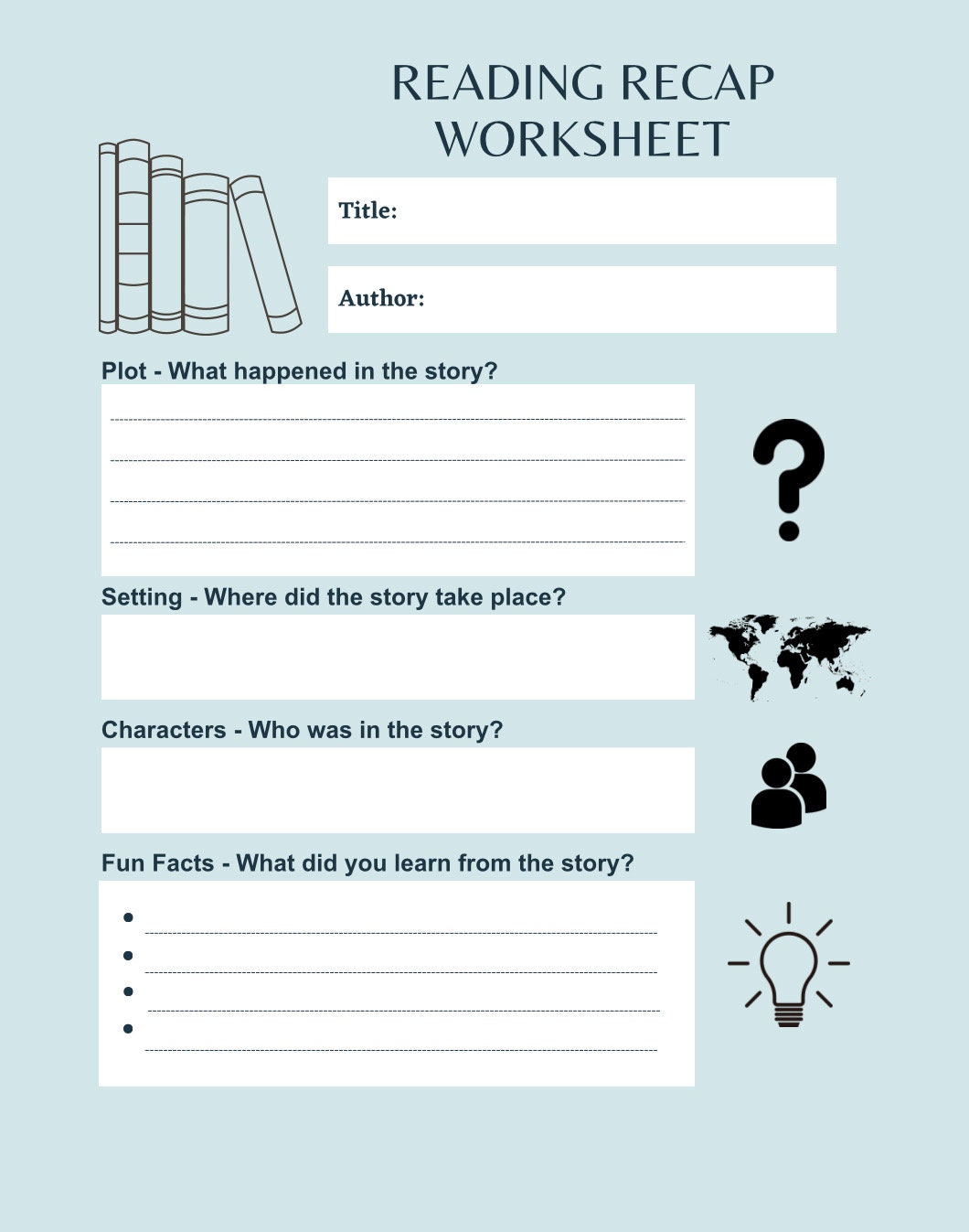 Reading Recap Worksheet for Kids - Etsy